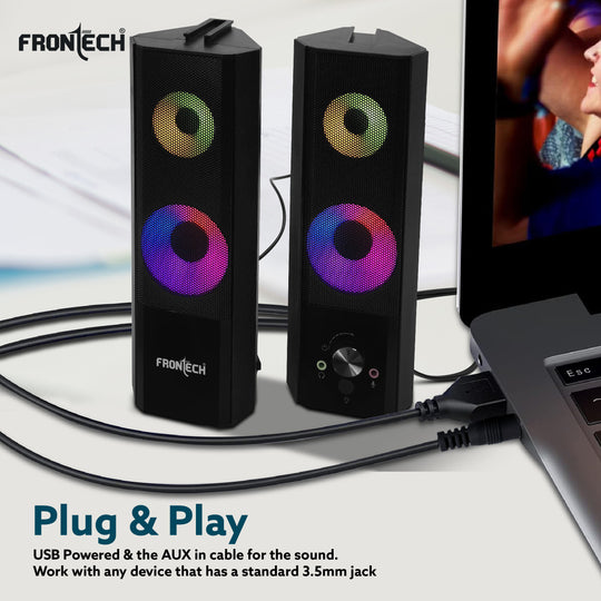 Frontech 2.0 Channel Multimedia Speaker | 12W | USB Powered | AUX/USB ...