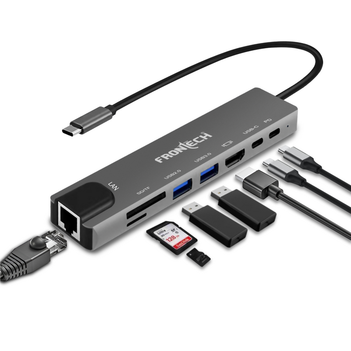 Frontech 8-in-1 USB-C Hub Docking Station with 4K HDMI Port – Frontech ...
